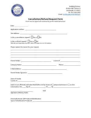 Fillable Online Cancellation/Refund Request Form Fax Email Print ...