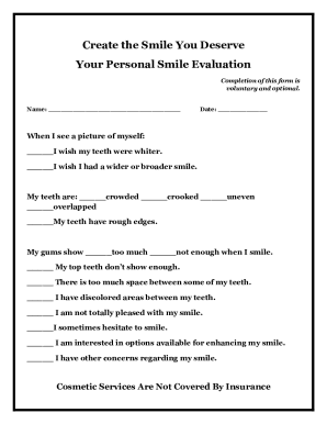 Fillable Online Create the Smile You Deserve Your Personal ... Fax ...
