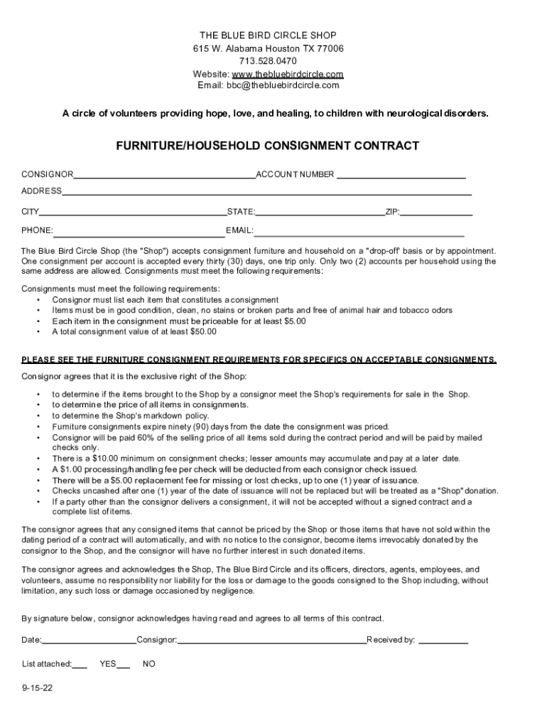 Fillable Online FURNITURE CONTRACTITEM LIST 9 Fax Email Print - pdfFiller