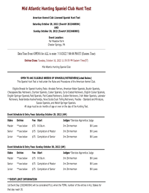 Fillable Online American Kennel Club Licensed Spaniel Hunt Test Fax ...