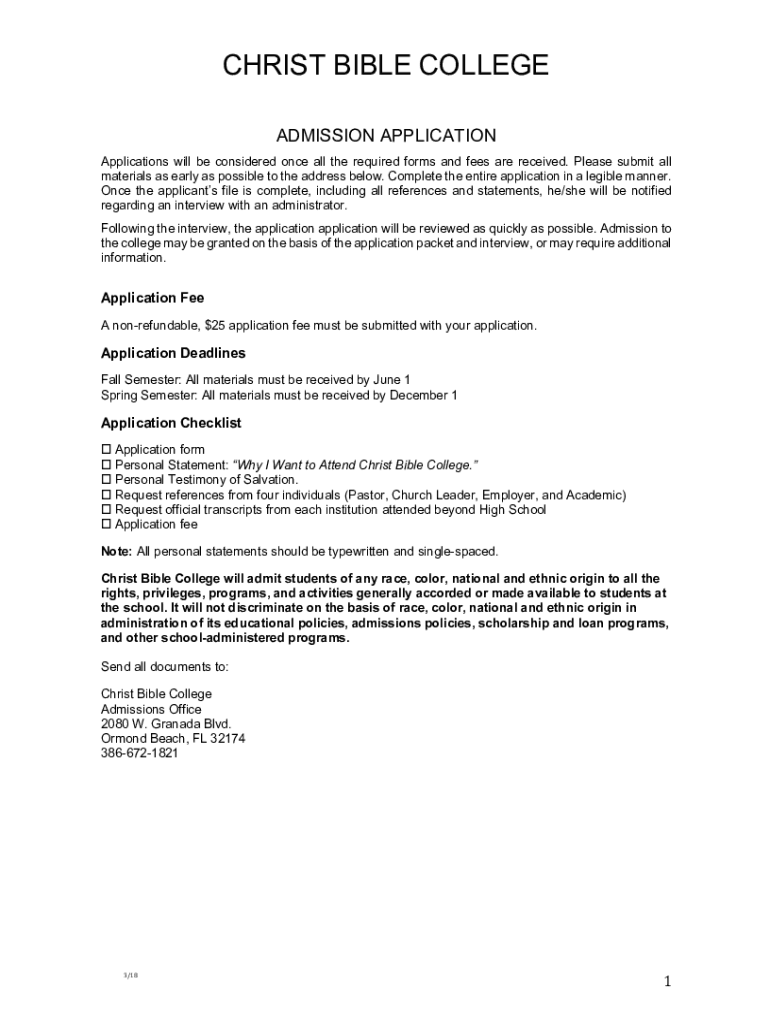 Fillable Online Christ Bible College Application-2.docx Fax Email Print ...