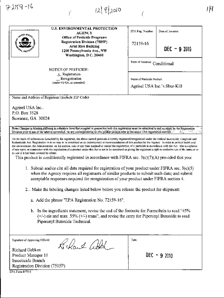 Fillable Online U.S. EPA, Pesticides, Label, SHUR-KILL, 12/9/2010 ...