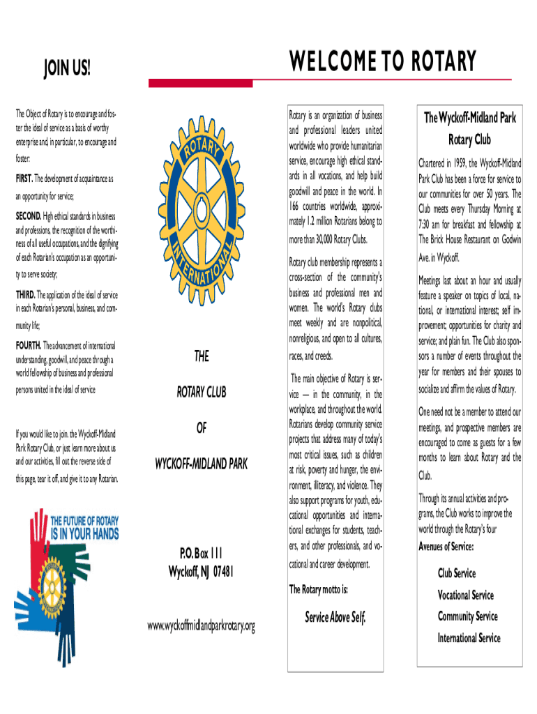 Fillable Online The Object of Rotary, Avenues of Service, Four Way Test ...