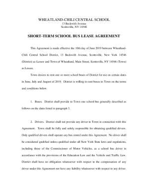 Fillable Online short-term school bus lease agreement Fax Email Print ...