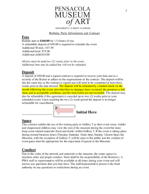 Fillable Online Initial Here Fees Deposit Space Conduct Fax Email Print ...