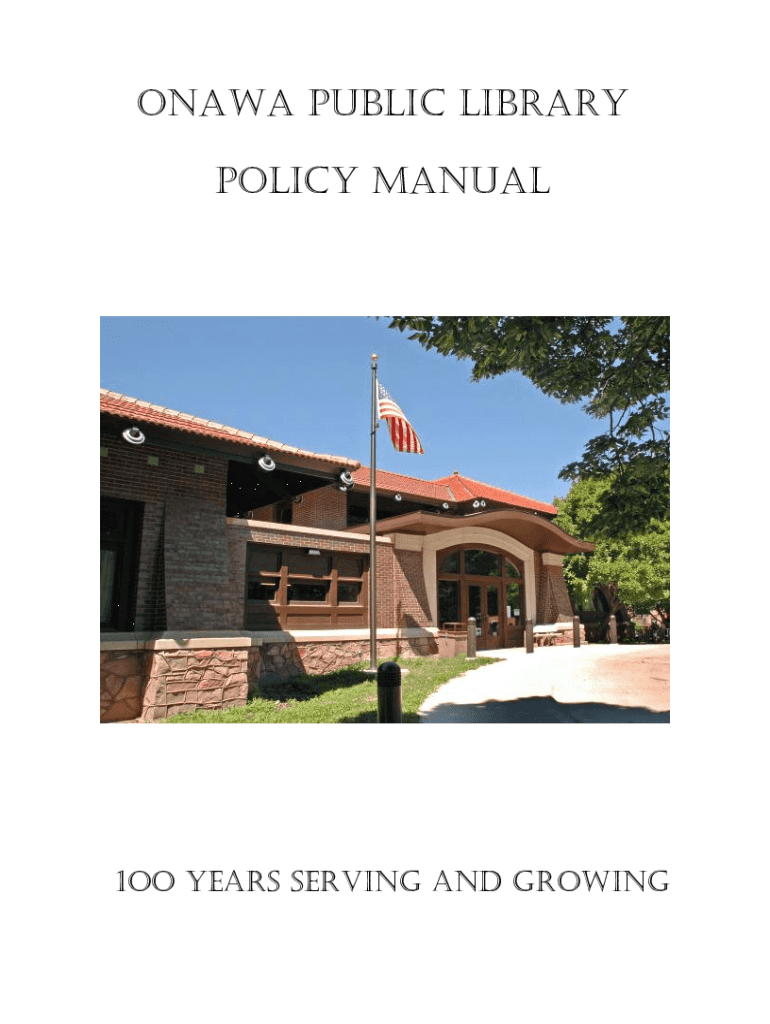 Fillable Online ONAWA PUBLIC LIBRARY POLICY MANUAL Fax Email Print ...