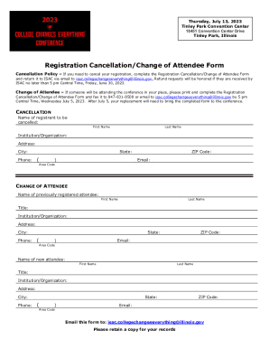 Fillable Online Registration Cancellation/Change of Attendee Form Fax Email Print - pdfFiller