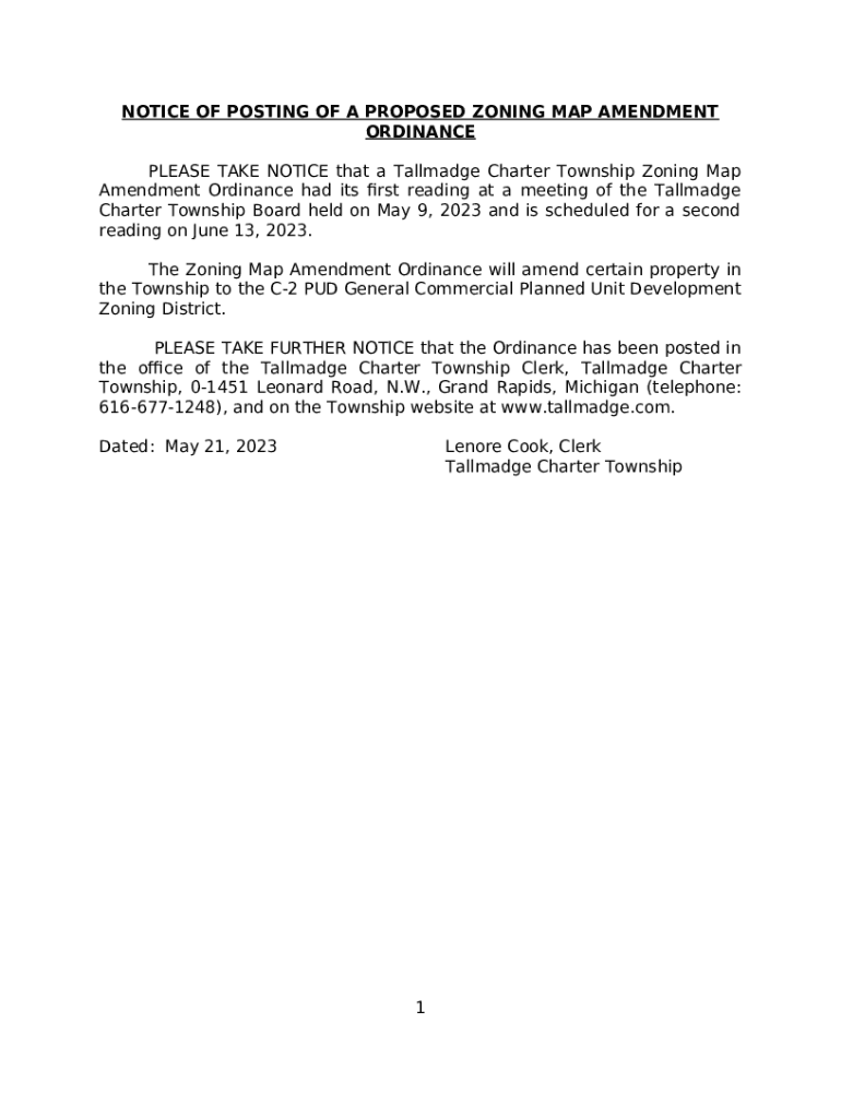 notice of posting of a proposed zoning map amendment ... Doc Template ...