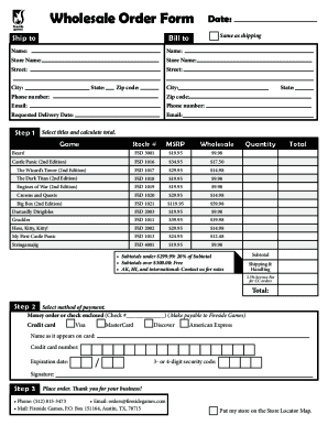 Fillable Online Wholesale Order Form Fax Email Print - pdfFiller