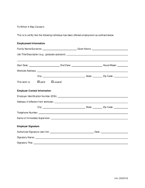 Fillable Online Employer Letter Template. Employer Letter Template and ...