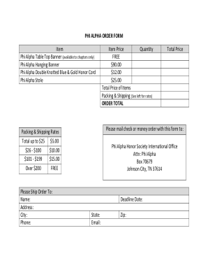 Fillable Online phi alpha order form Fax Email Print - pdfFiller