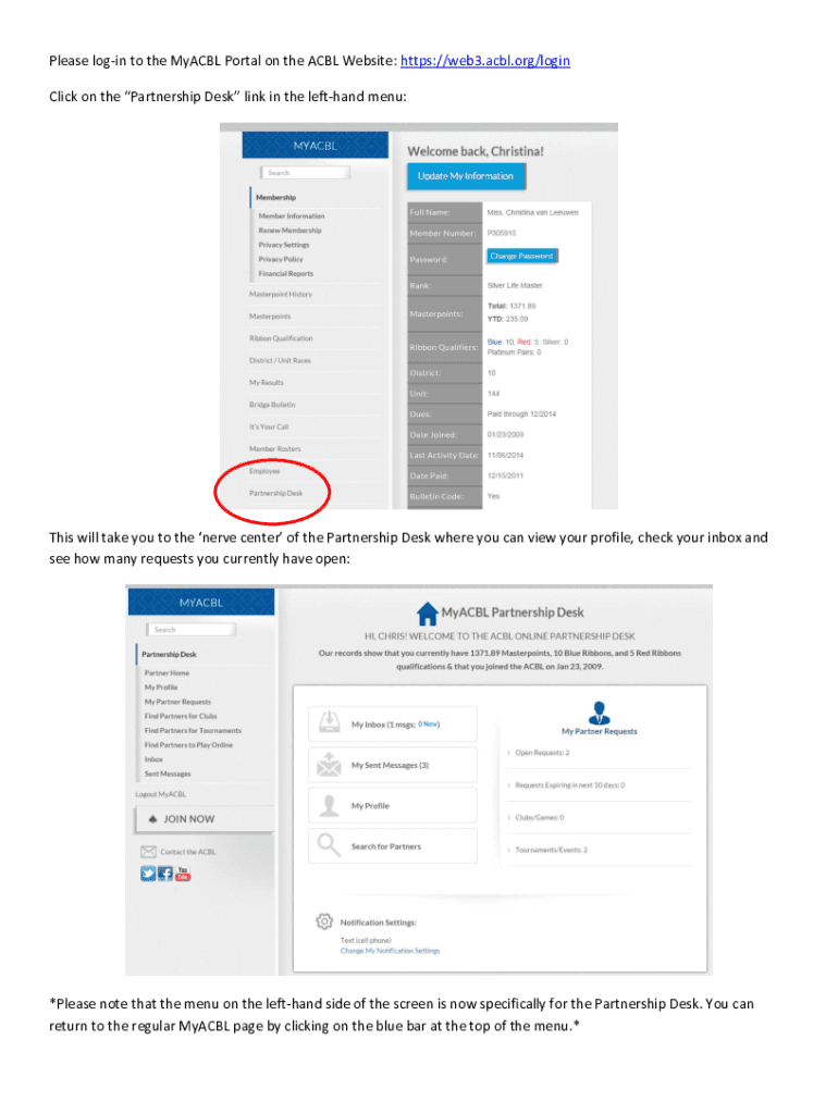 Fillable Online Please log-in to the MyACBL Portal on the ACBL Website ...