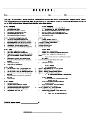 Fillable Online neck (cervical spine) conditions disability benefits ...