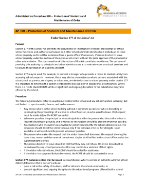 Fillable Online Maintenance of Order under section 177 of the School ...