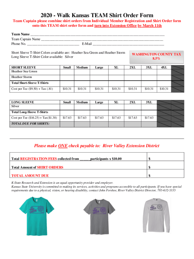 Fillable Online Sample team tshirt order form: Fill out & sign online ...