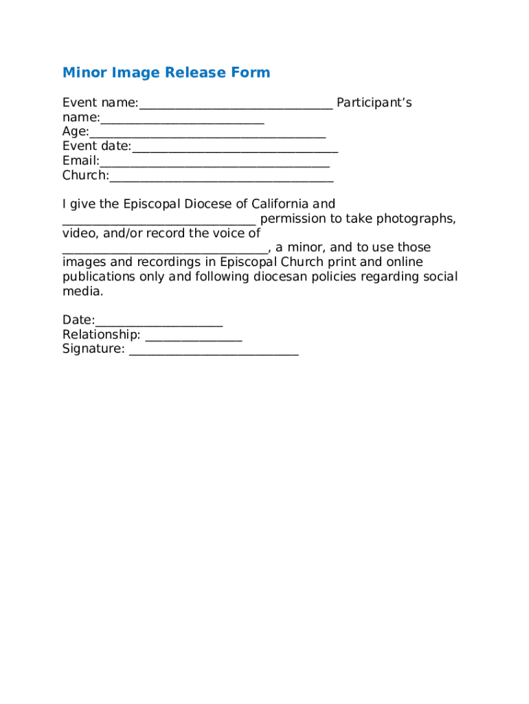 Minor Image Release Doc Template | pdfFiller