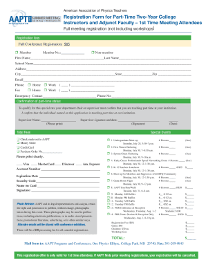 Fillable Online Registration Form for Part-Time Two-Year College ...