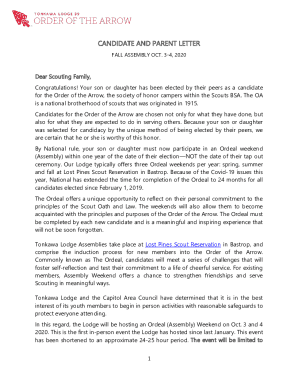 Fillable Online Dear Ordeal Candidate Fax Email Print - pdfFiller