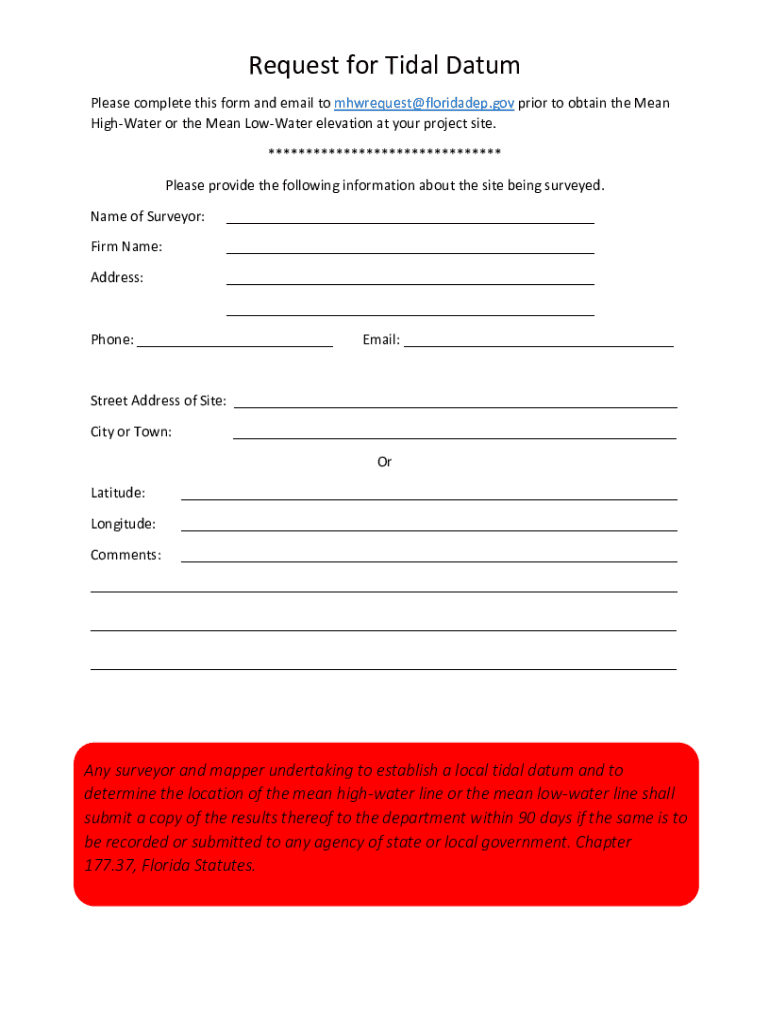 Fillable Online Request for Tidal Datum Fax Email Print - pdfFiller