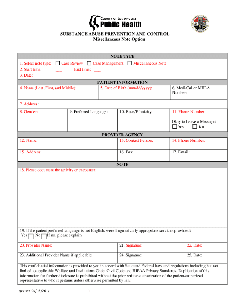 Fillable Online publichealth lacounty Drug and Alcohol Intensive Case ...