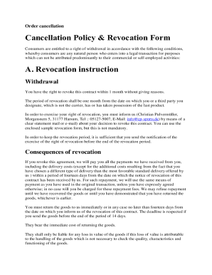 Fillable Online ORDER CANCELLATION Sample Clauses Fax Email Print ...