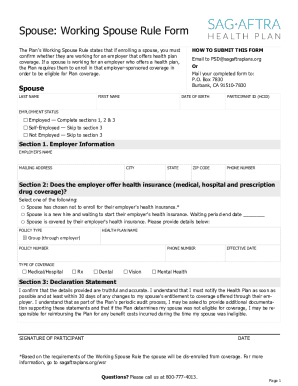 Fillable Online Working Spouse Rule Form Fax Email Print - pdfFiller