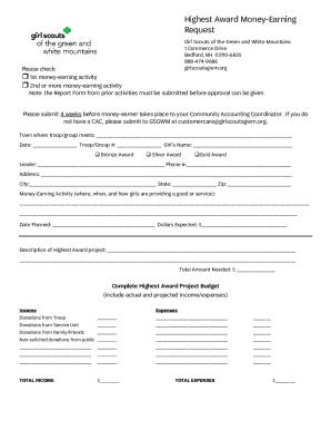 Fillable Online Highest Award Money-Earning Request. Use this form to request permission for a ...