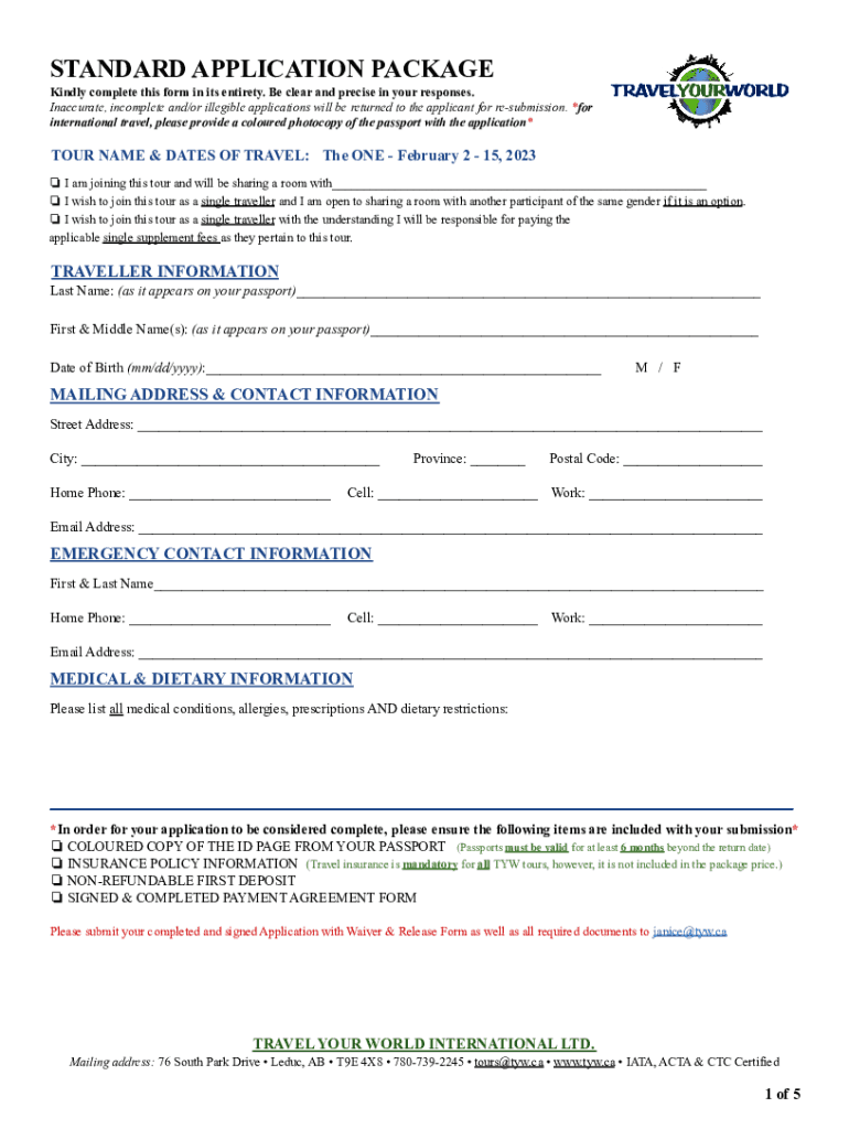 Fillable Online THE ONE FM STANDARD APPLICATION PACKAGE Fax Email Print ...