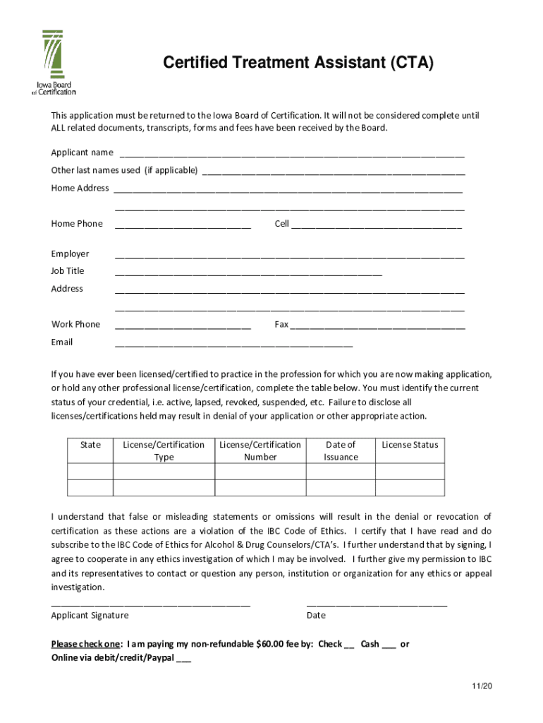 Fillable Online Iowa Board of Substance Abuse Certification Fax Email ...