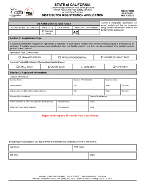 Fillable Online Distributor Registration Application. CDFA Form ACP-73-002 Fax Email Print ...