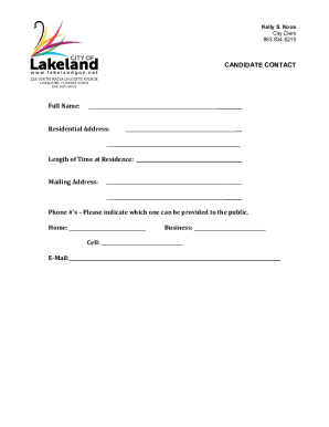 Fillable Online Interim Candidate Contact Form Fax Email Print - pdfFiller