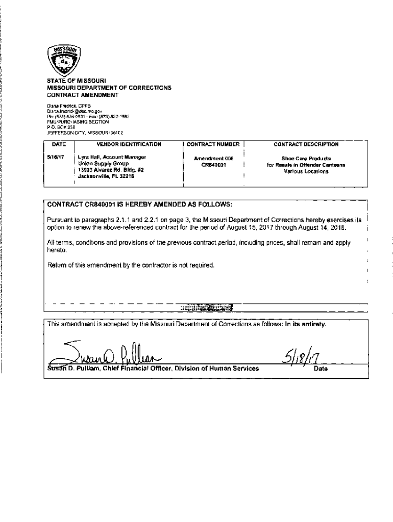 Fillable Online Y15708167 Amendment - Missouri Department of ...