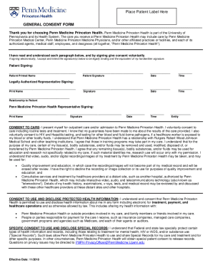 Fillable Online GENERAL CONSENT FORM Thank you for choosing ... Fax ...