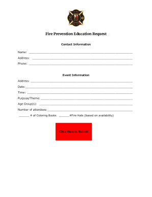 Fillable Online Fire Prevention Education Request Fax Email Print - pdfFiller