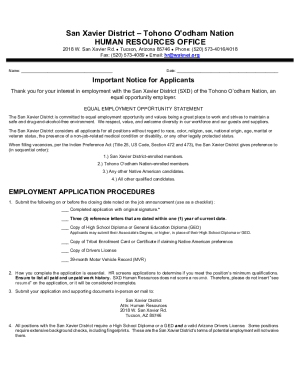 Fillable Online Thank you for your interest in applying for employment with the Tohono O'odham ...