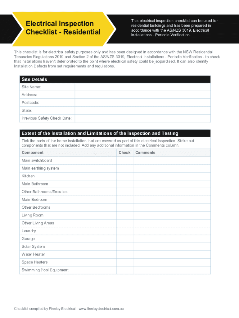 Fillable Online Electrical safety inspections and testingEnergy Safe ...