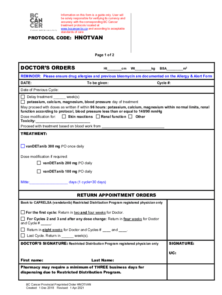 Fillable Online BC Cancer Protocol Summary For Treatment of Recurrent ...