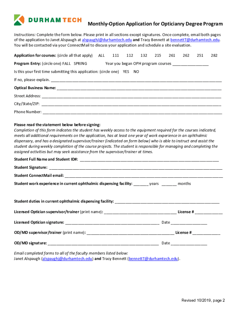 Fillable Online Apprentice Optician- Florida Department of Health Fax ...