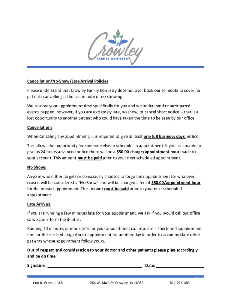 Fillable Online APPOINTMENT POLICY and AGREEMENT Fax Email Print ...