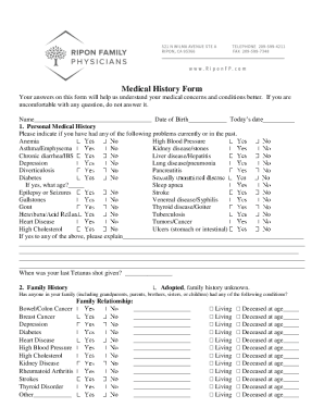 Fillable Online Past Medical History: Start by asking the patient if ...