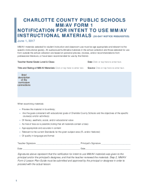 Fillable Online CHARLOTTE COUNTY PUBLIC SCHOOLS MM/AV FORM ... Fax Email Print - pdfFiller