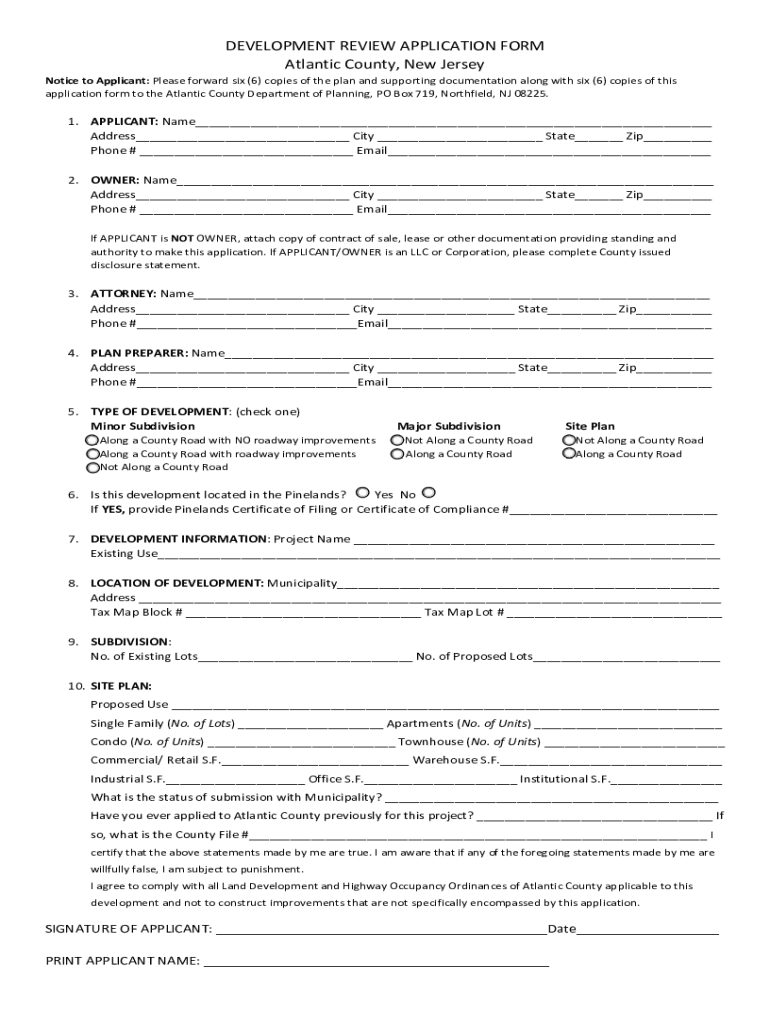 Fillable Online DEVELOPMENT REVIEW APPLICATION FORM ... Fax Email Print ...