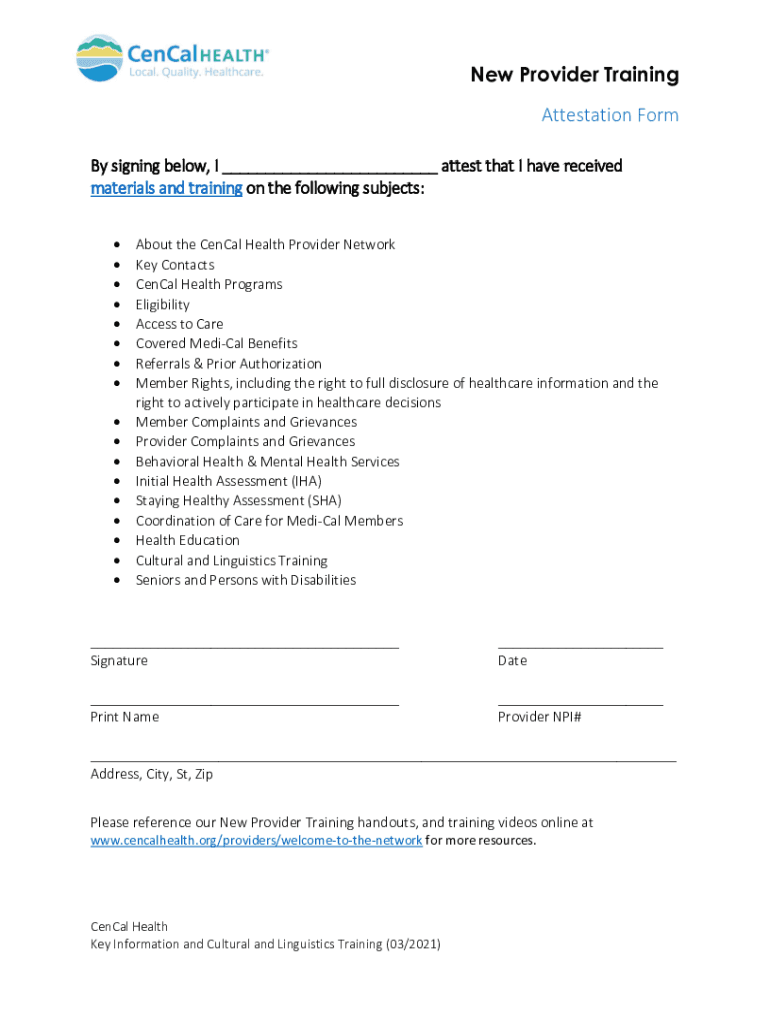 Fillable Online New Provider Training Fax Email Print - pdfFiller