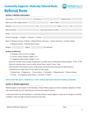 Fillable Online Medically Tailored Meals Information and Referral form ...