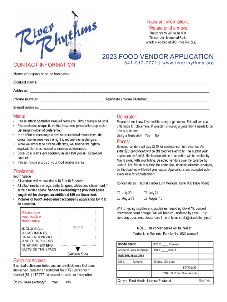 Fillable Online 2023 FOOD VENDOR APPLICATION Fax Email Print - pdfFiller