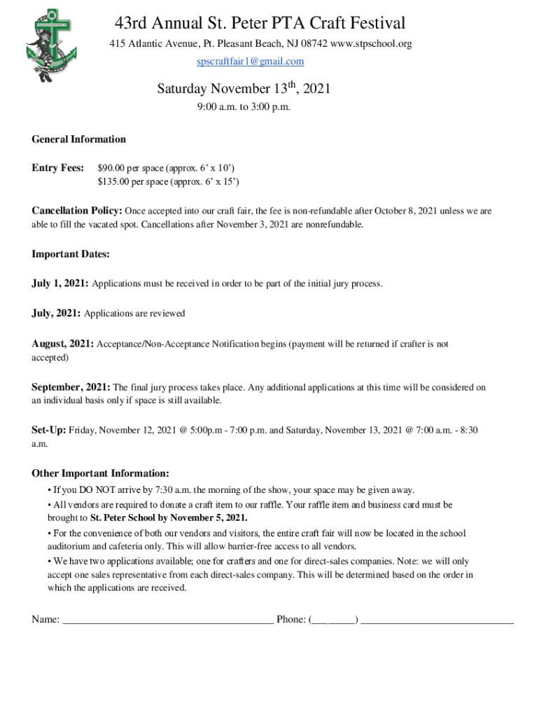 Fillable Online Fillable Online stpschool 37th Annual St. Peter PTA ...