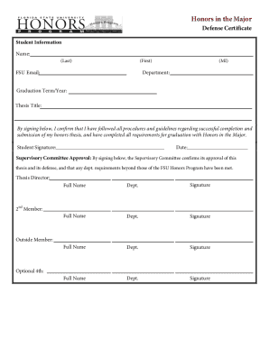 Fillable Online honors fsu Honors in the Major - Defense Certificate ...