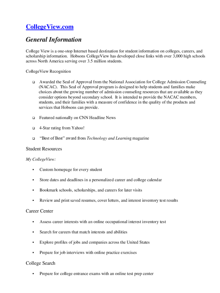 Fillable Online 10 Best College Search Tools for High School Students ...