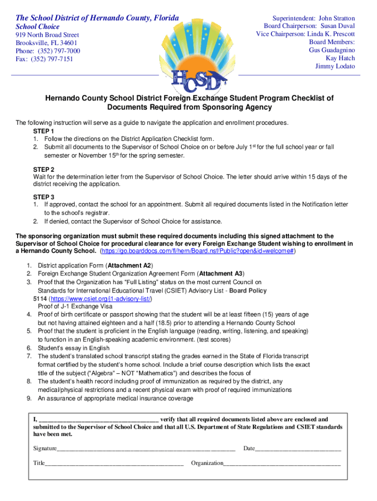 Fillable Online Foreign Exchange Student Program Checklist Fax Email Print - pdfFiller