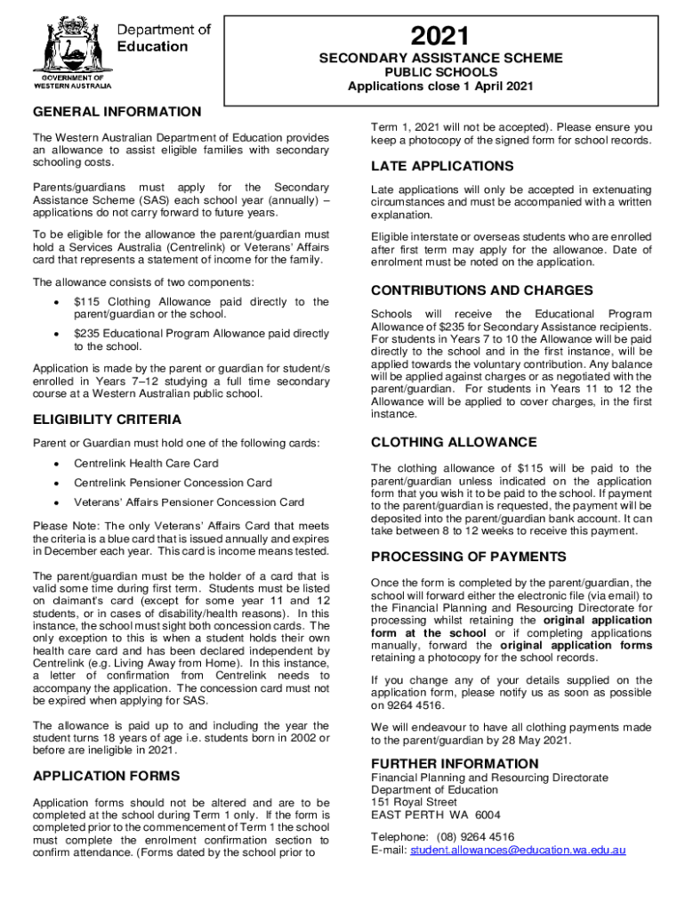 Fillable Online Secondary-Assistance-Application-Form-2021. ... Fax ...